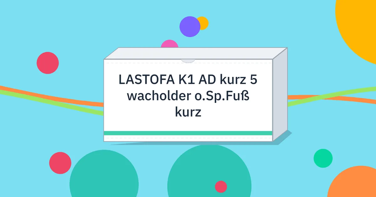 Symbolbild: Packung mit der Aufschrift LASTOFA K1 AD kurz 5 wacholder o.Sp.Fuß kurz (PZN 13787846) – Verfügbarkeit und Bezug in Apotheken in Frankfurt am Main