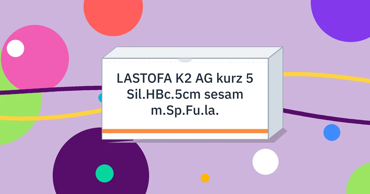 Symbolbild: Packung mit der Aufschrift LASTOFA K2 AG kurz 5 Sil.HBc.5cm sesam m.Sp.Fu.la. (PZN 13806791) – Verfügbarkeit und Bezug in Apotheken in Frankfurt am Main