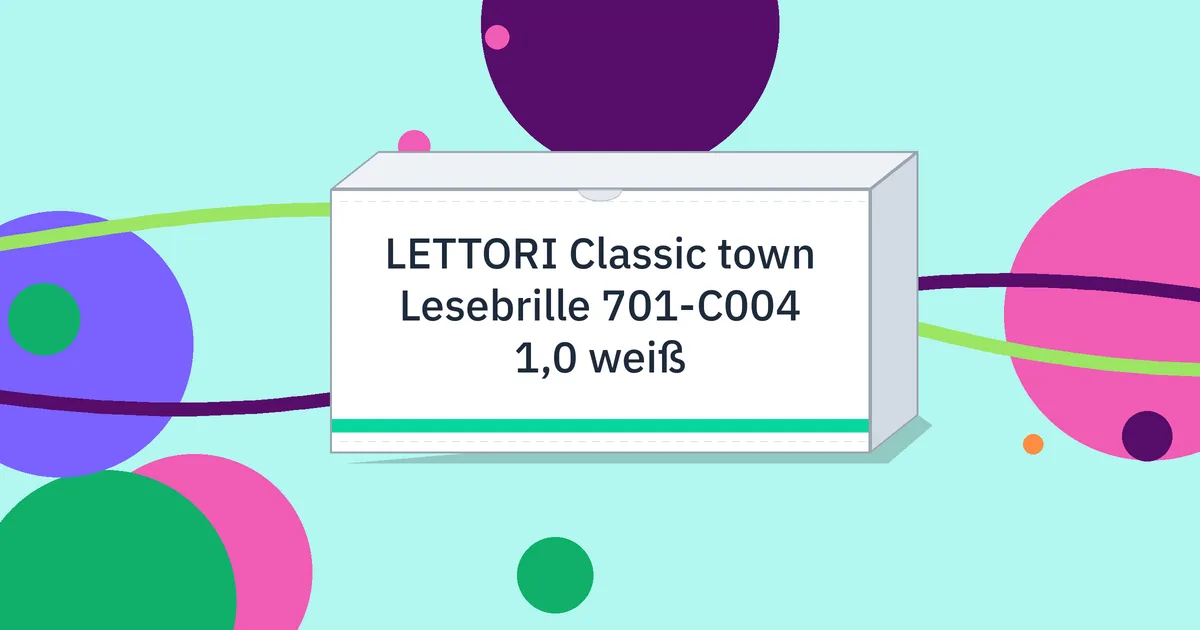 Symbolbild: Packung mit der Aufschrift LETTORI Classic town Lesebrille 701-C004 1,0 weiß (PZN 11057434) – Verfügbarkeit und Bezug in Apotheken in Frankfurt am Main