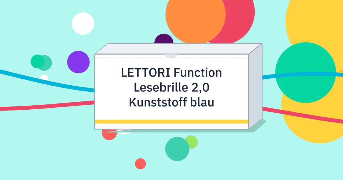 Symbolbild: Packung mit der Aufschrift LETTORI Function Lesebrille 2,0 Kunststoff blau (PZN 11056848) – Verfügbarkeit und Bezug in Apotheken in Frankfurt am Main