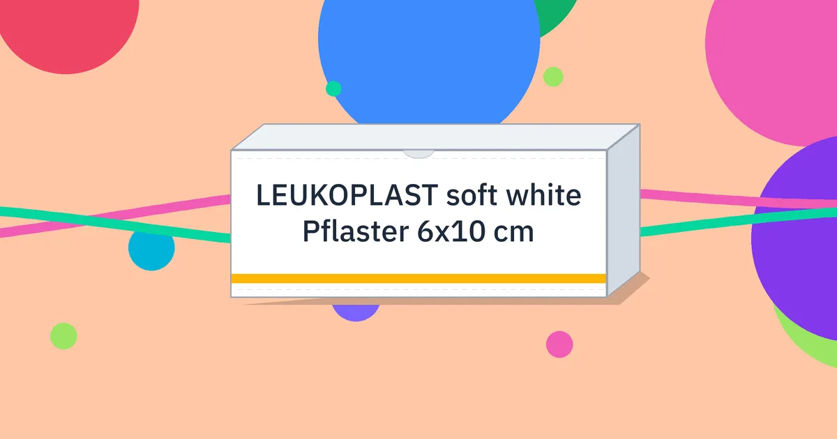 Symbolbild: Packung mit der Aufschrift LEUKOPLAST soft white Pflaster 6x10 cm (PZN 14219713) – Verfügbarkeit und Bezug in Apotheken in Frankfurt am Main
