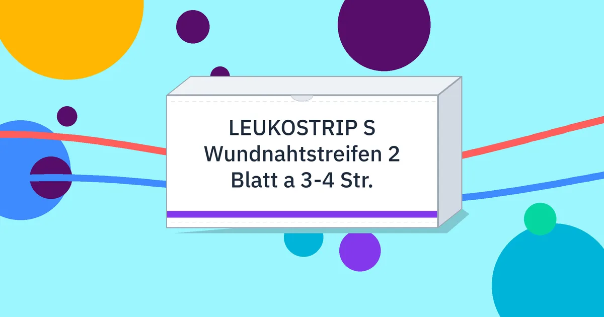 Symbolbild: Packung mit der Aufschrift LEUKOSTRIP S Wundnahtstreifen 2 Blatt a 3-4 Str. (PZN 18808323) – Verfügbarkeit und Bezug in Apotheken in Frankfurt am Main