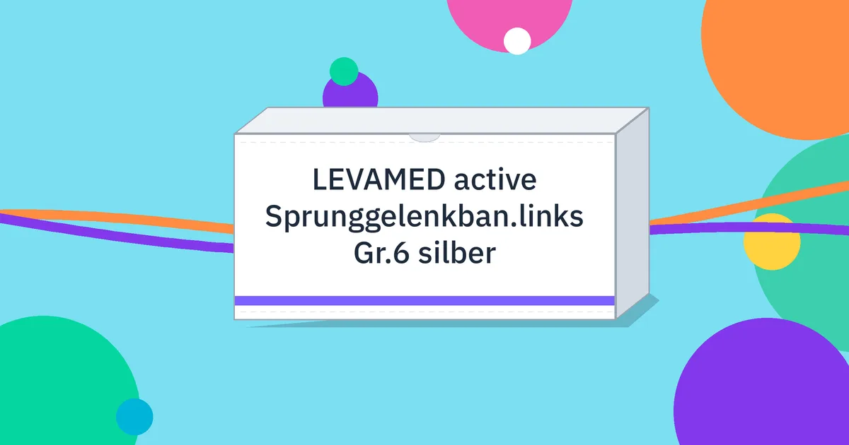 Symbolbild: Packung mit der Aufschrift LEVAMED active Sprunggelenkban.links Gr.6 silber (PZN 19170779) – Verfügbarkeit und Bezug in Apotheken in Frankfurt am Main