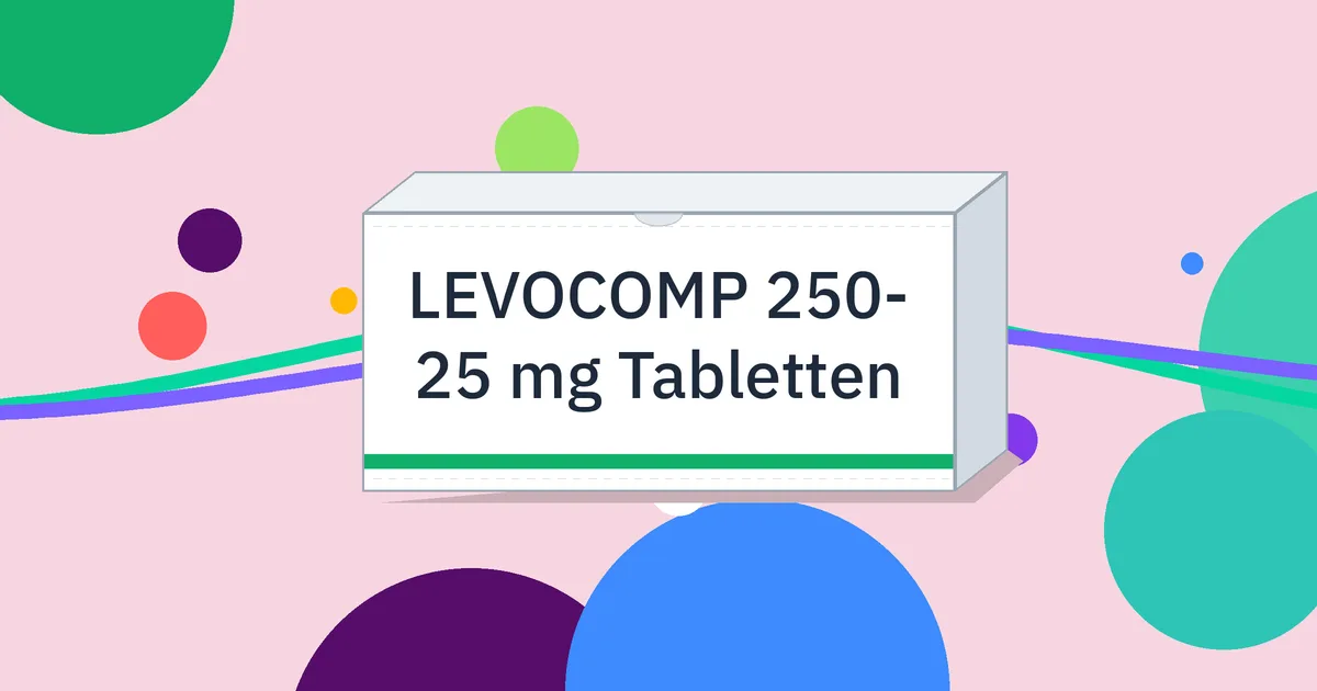 Symbolbild: Packung mit der Aufschrift LEVOCOMP 250-25 mg Tabletten (PZN 03446311) – Verfügbarkeit und Bezug in Apotheken in Frankfurt am Main