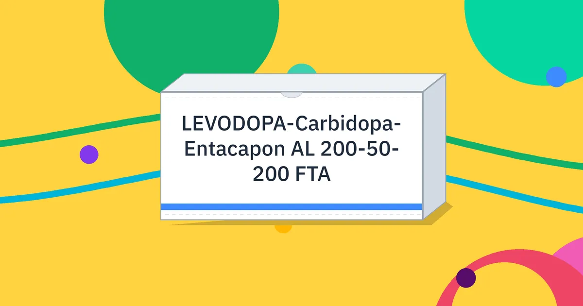 Symbolbild: Packung mit der Aufschrift LEVODOPA-Carbidopa-Entacapon AL 200-50-200 FTA (PZN 10386199) – Verfügbarkeit und Bezug in Apotheken in Frankfurt am Main