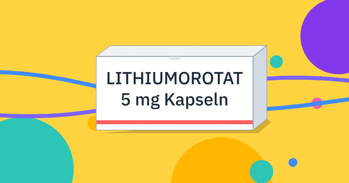 Symbolbild: Packung mit der Aufschrift LITHIUMOROTAT 5 mg Kapseln (PZN 20349495) – Verfügbarkeit und Bezug in Apotheken in Frankfurt am Main