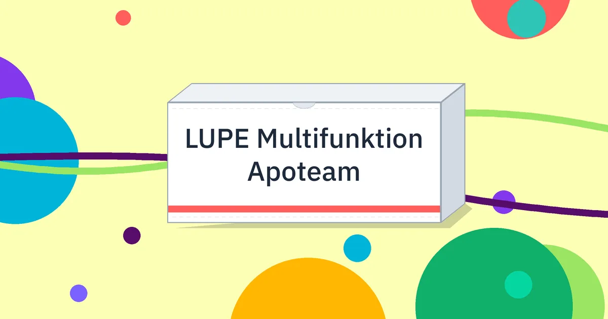 Symbolbild: Packung mit der Aufschrift LUPE Multifunktion Apoteam (PZN 15639311) – Verfügbarkeit und Bezug in Apotheken in Frankfurt am Main
