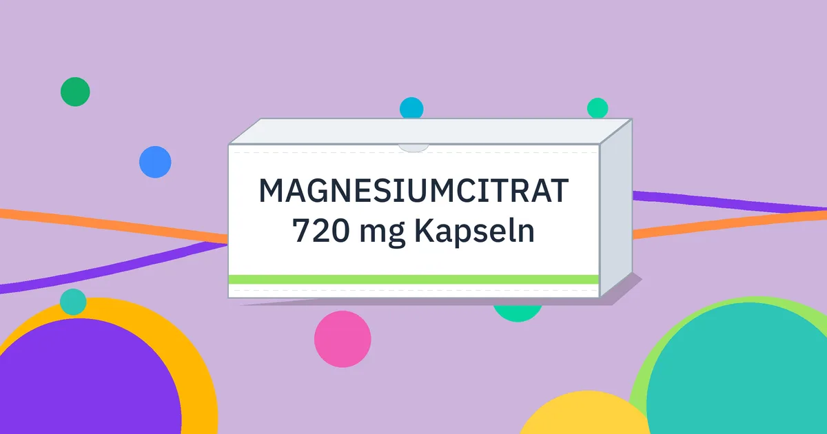 Symbolbild: Packung mit der Aufschrift MAGNESIUMCITRAT 720 mg Kapseln (PZN 15737628) – Verfügbarkeit und Bezug in Apotheken in Frankfurt am Main