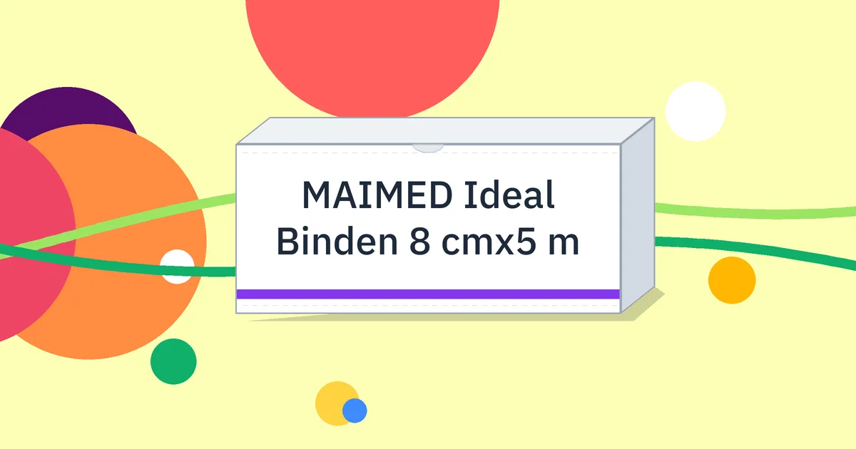 Symbolbild: Packung mit der Aufschrift MAIMED Ideal Binden 8 cmx5 m (PZN 08889378) – Verfügbarkeit und Bezug in Apotheken in Frankfurt am Main
