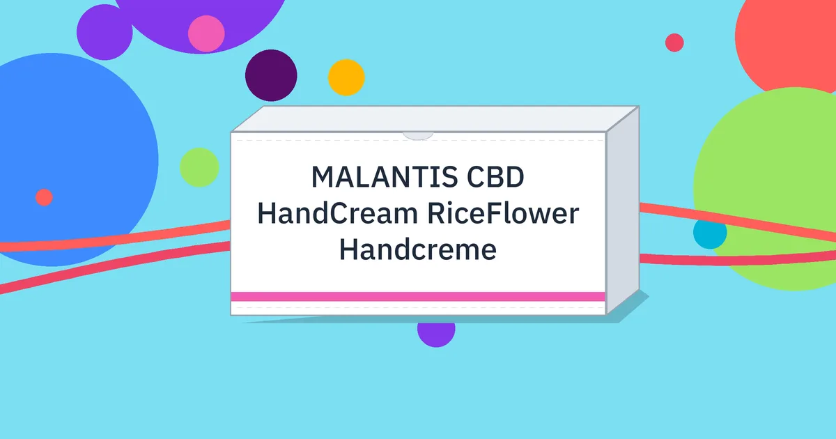 Symbolbild: Packung mit der Aufschrift MALANTIS CBD HandCream RiceFlower Handcreme (PZN 18221575) – Verfügbarkeit und Bezug in Apotheken in Frankfurt am Main