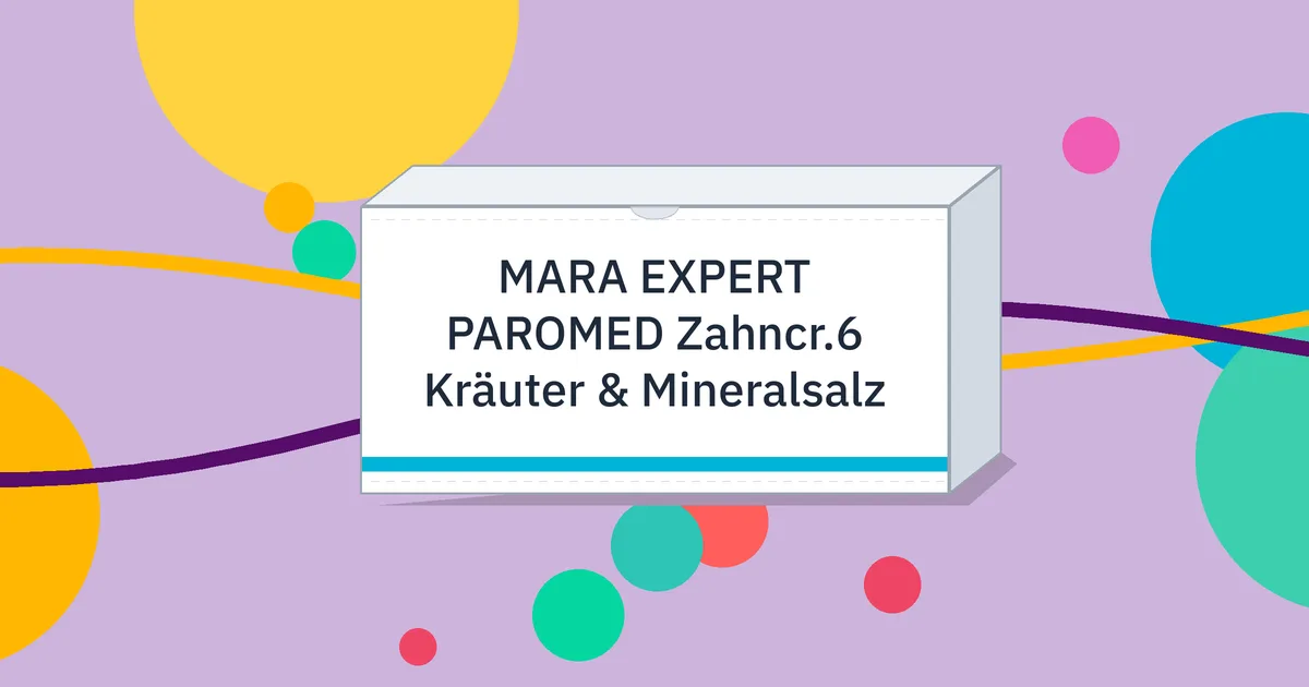 Symbolbild: Packung mit der Aufschrift MARA EXPERT PAROMED Zahncr.6 Kräuter & Mineralsalz (PZN 19078217) – Verfügbarkeit und Bezug in Apotheken in Frankfurt am Main
