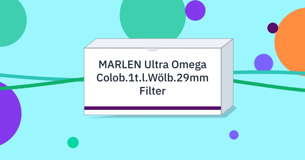 Symbolbild: Packung mit der Aufschrift MARLEN Ultra Omega Colob.1t.l.Wölb.29mm Filter (PZN 08863479) – Verfügbarkeit und Bezug in Apotheken in Frankfurt am Main