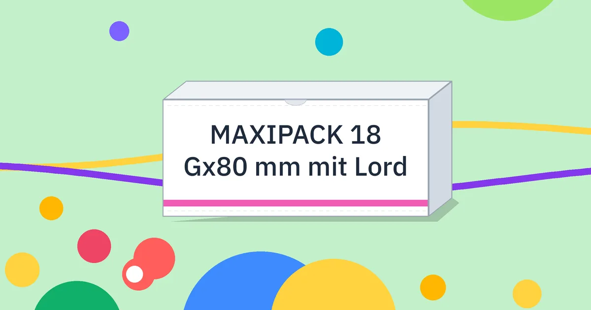 Symbolbild: Packung mit der Aufschrift MAXIPACK 18 Gx80 mm mit Lord (PZN 09218545) – Verfügbarkeit und Bezug in Apotheken in Frankfurt am Main