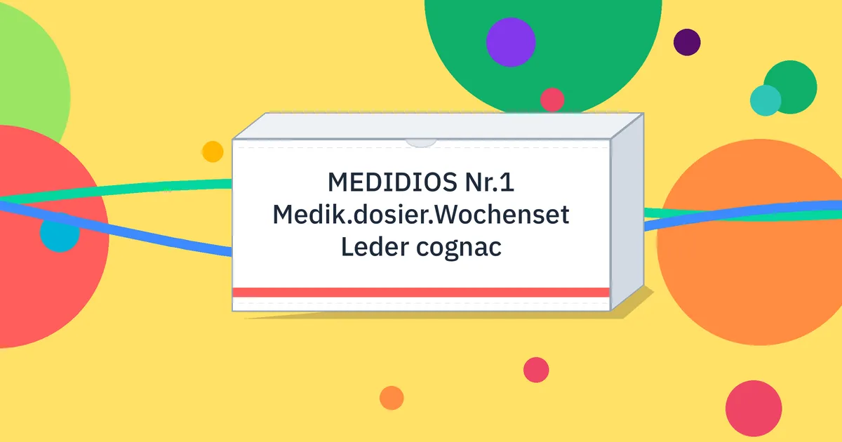 Symbolbild: Packung mit der Aufschrift MEDIDIOS Nr.1 Medik.dosier.Wochenset Leder cognac (PZN 14217039) – Verfügbarkeit und Bezug in Apotheken in Frankfurt am Main