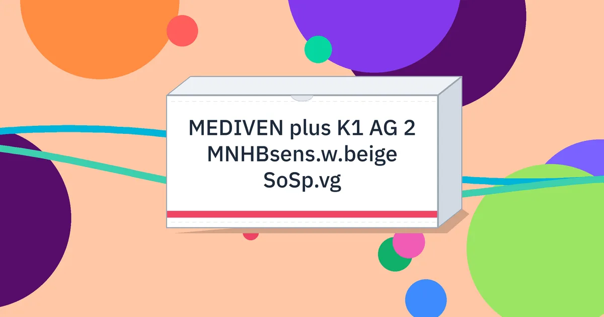 Symbolbild: Packung mit der Aufschrift MEDIVEN plus K1 AG 2 MNHBsens.w.beige SoSp.vg (PZN 16072852) – Verfügbarkeit und Bezug in Apotheken in Frankfurt am Main