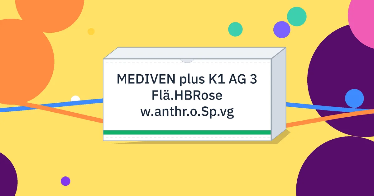 Symbolbild: Packung mit der Aufschrift MEDIVEN plus K1 AG 3 Flä.HBRose w.anthr.o.Sp.vg (PZN 15913232) – Verfügbarkeit und Bezug in Apotheken in Frankfurt am Main