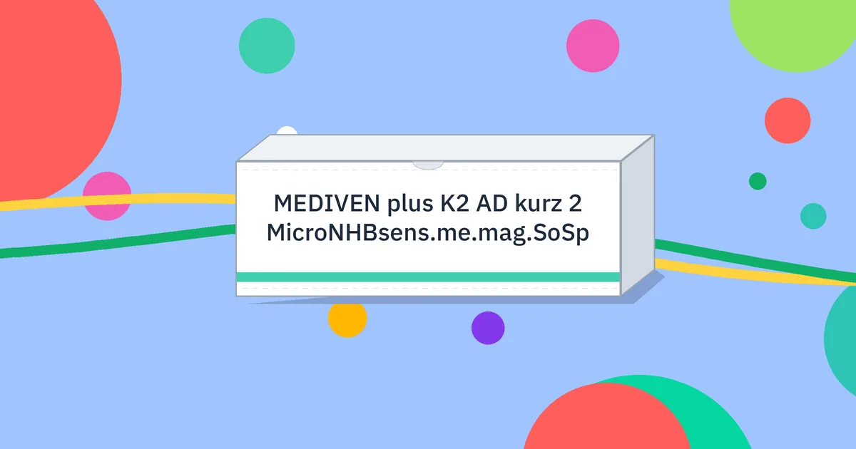 Symbolbild: Packung mit der Aufschrift MEDIVEN plus K2 AD kurz 2 MicroNHBsens.me.mag.SoSp (PZN 15934211) – Verfügbarkeit und Bezug in Apotheken in Frankfurt am Main