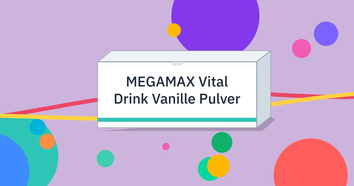 Symbolbild: Packung mit der Aufschrift MEGAMAX Vital Drink Vanille Pulver (PZN 18159505) – Verfügbarkeit und Bezug in Apotheken in Frankfurt am Main