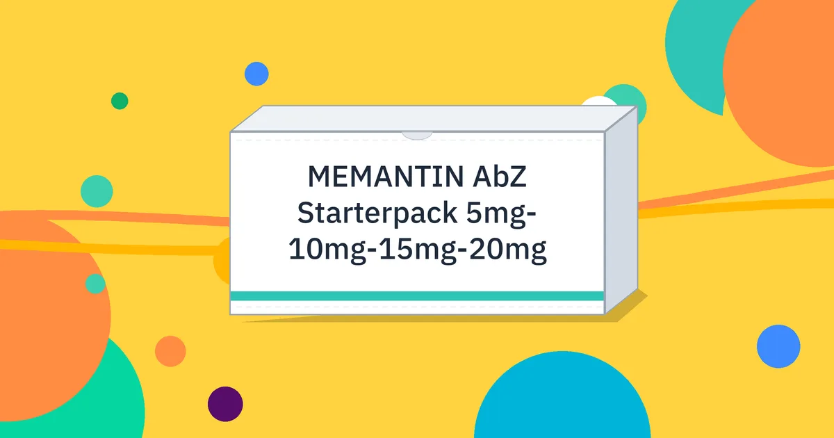 Symbolbild: Packung mit der Aufschrift MEMANTIN AbZ Starterpack 5mg-10mg-15mg-20mg (PZN 09929789) – Verfügbarkeit und Bezug in Apotheken in Frankfurt am Main