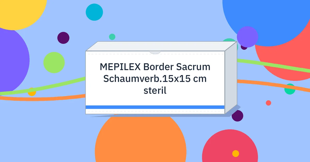 Symbolbild: Packung mit der Aufschrift MEPILEX Border Sacrum Schaumverb.15x15 cm steril (PZN 16829634) – Verfügbarkeit und Bezug in Apotheken in Frankfurt am Main