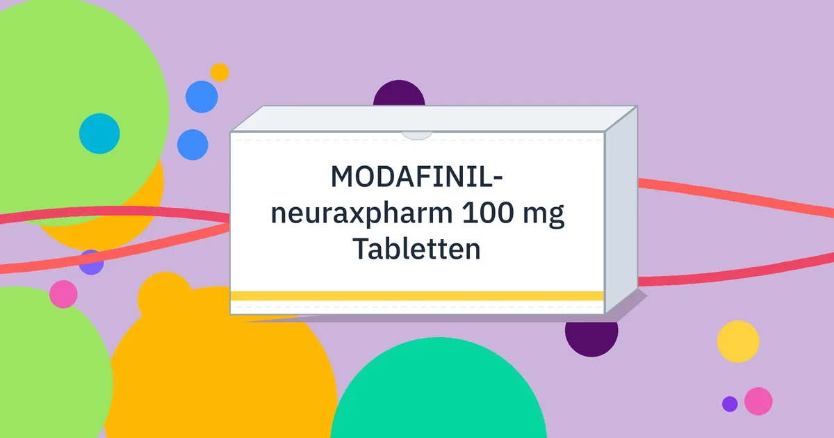 Symbolbild: Packung mit der Aufschrift MODAFINIL-neuraxpharm 100 mg Tabletten (PZN 09292085) – Verfügbarkeit und Bezug in Apotheken in Frankfurt am Main