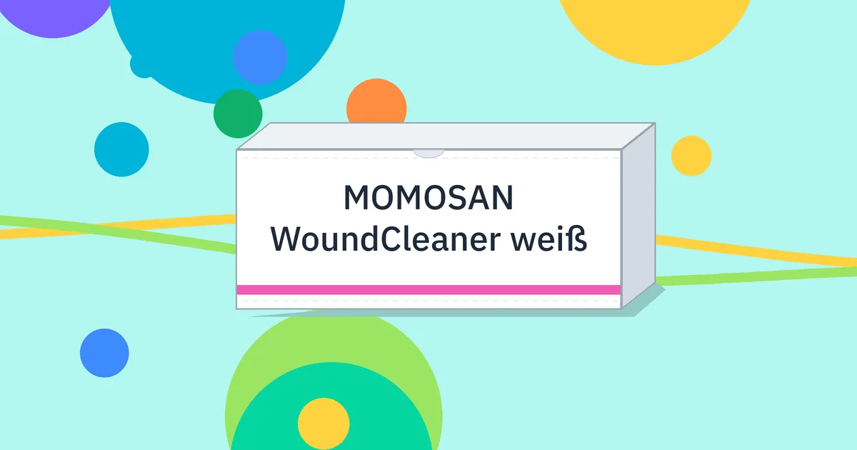 Symbolbild: Packung mit der Aufschrift MOMOSAN WoundCleaner weiß (PZN 11587267) – Verfügbarkeit und Bezug in Apotheken in Frankfurt am Main