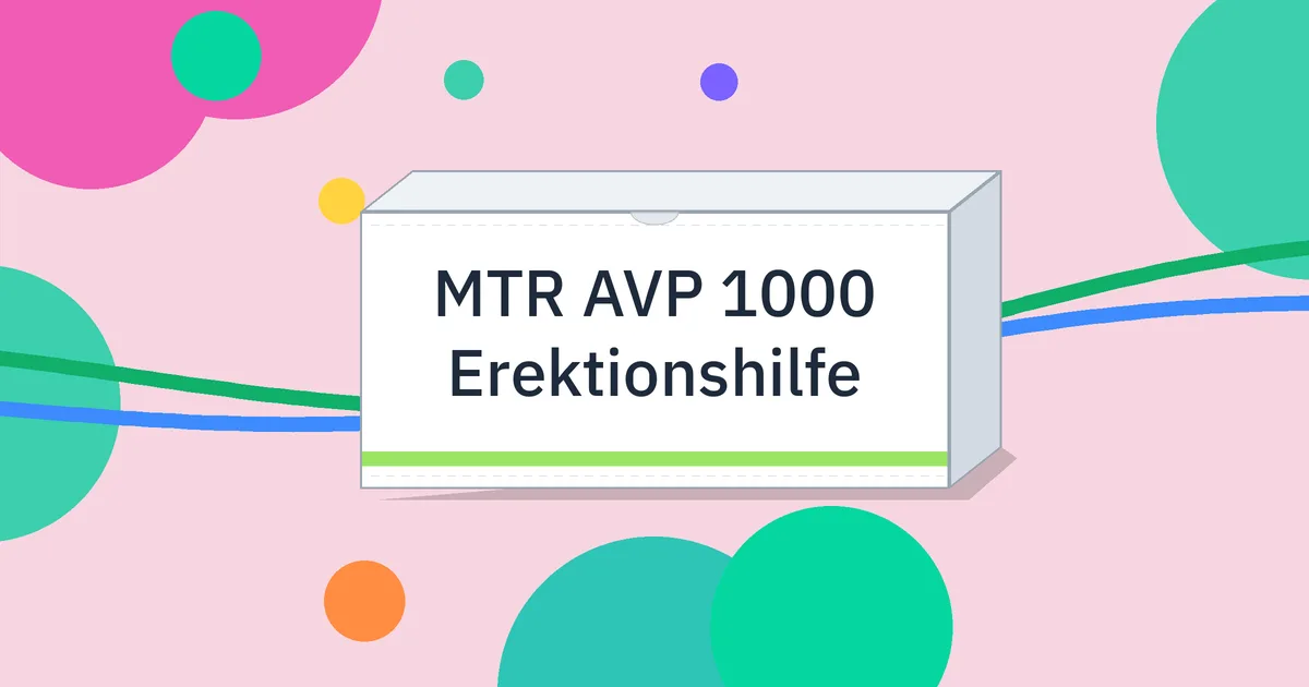Symbolbild: Packung mit der Aufschrift MTR AVP 1000 Erektionshilfe (PZN 03627047) – Verfügbarkeit und Bezug in Apotheken in Frankfurt am Main