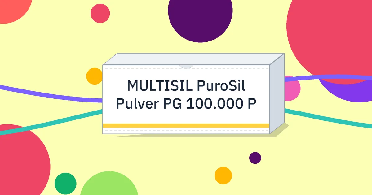 Symbolbild: Packung mit der Aufschrift MULTISIL PuroSil Pulver PG 100.000 P (PZN 15393755) – Verfügbarkeit und Bezug in Apotheken in Frankfurt am Main