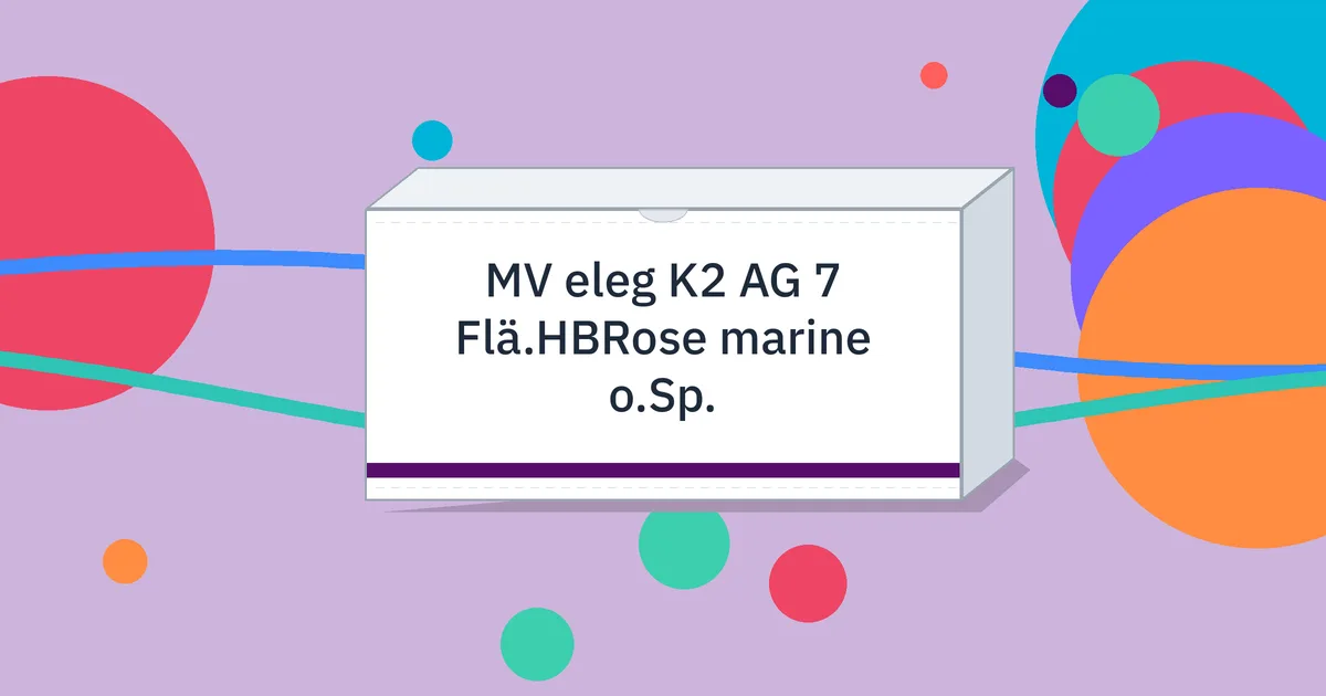Symbolbild: Packung mit der Aufschrift MV eleg K2 AG 7 Flä.HBRose marine o.Sp. (PZN 15718967) – Verfügbarkeit und Bezug in Apotheken in Frankfurt am Main