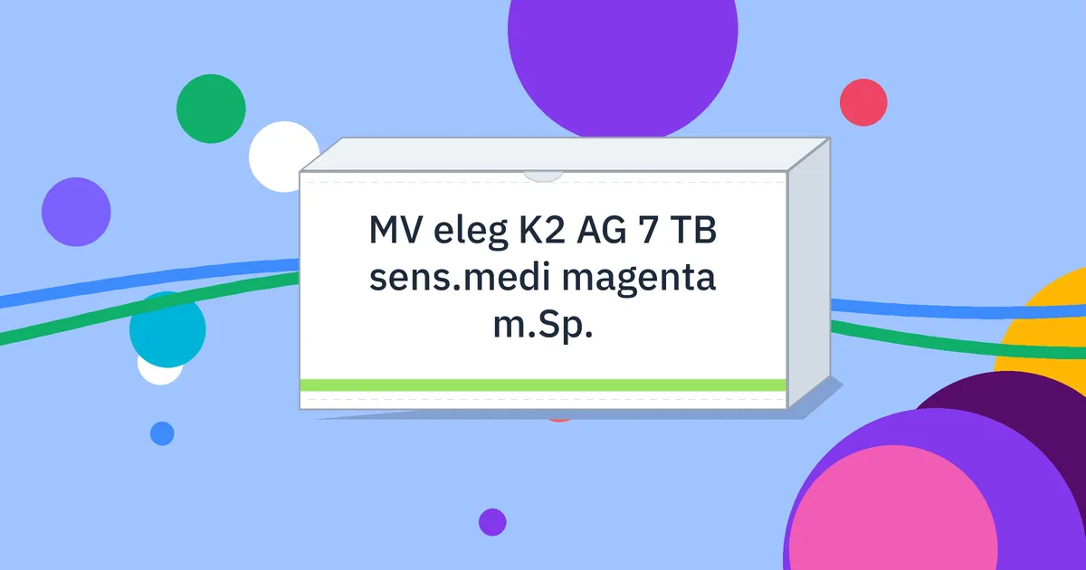 Symbolbild: Packung mit der Aufschrift MV eleg K2 AG 7 TB sens.medi magenta m.Sp. (PZN 14640915) – Verfügbarkeit und Bezug in Apotheken in Frankfurt am Main