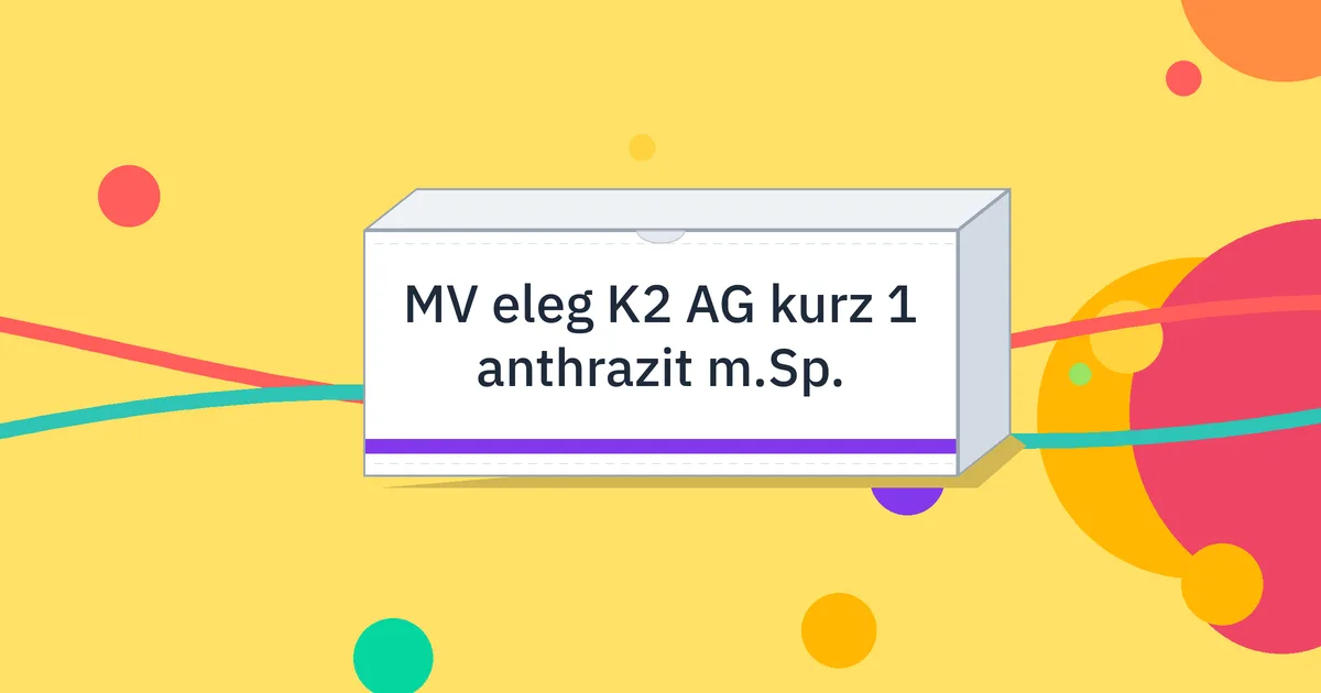 Symbolbild: Packung mit der Aufschrift MV eleg K2 AG kurz 1 anthrazit m.Sp. (PZN 00644128) – Verfügbarkeit und Bezug in Apotheken in Frankfurt am Main
