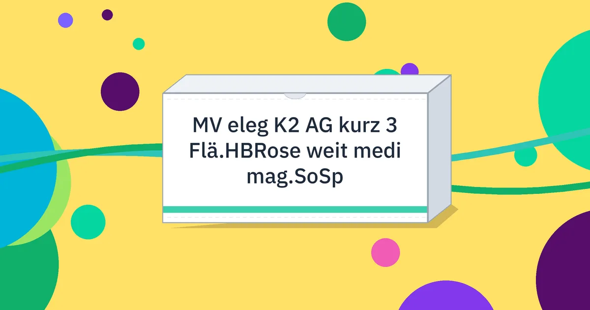 Symbolbild: Packung mit der Aufschrift MV eleg K2 AG kurz 3 Flä.HBRose weit medi mag.SoSp (PZN 15706131) – Verfügbarkeit und Bezug in Apotheken in Frankfurt am Main