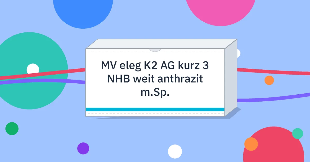 Symbolbild: Packung mit der Aufschrift MV eleg K2 AG kurz 3 NHB weit anthrazit m.Sp. (PZN 15714018) – Verfügbarkeit und Bezug in Apotheken in Frankfurt am Main
