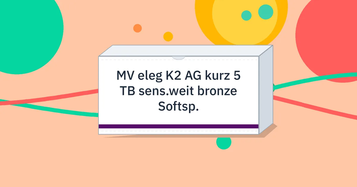 Symbolbild: Packung mit der Aufschrift MV eleg K2 AG kurz 5 TB sens.weit bronze Softsp. (PZN 14716883) – Verfügbarkeit und Bezug in Apotheken in Frankfurt am Main