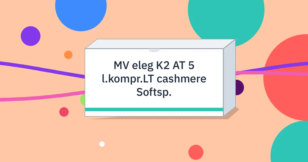 Symbolbild: Packung mit der Aufschrift MV eleg K2 AT 5 l.kompr.LT cashmere Softsp. (PZN 15285557) – Verfügbarkeit und Bezug in Apotheken in Frankfurt am Main