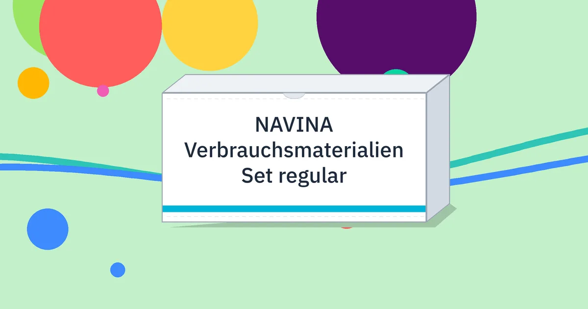 Symbolbild: Packung mit der Aufschrift NAVINA Verbrauchsmaterialien Set regular (PZN 11870299) – Verfügbarkeit und Bezug in Apotheken in Frankfurt am Main