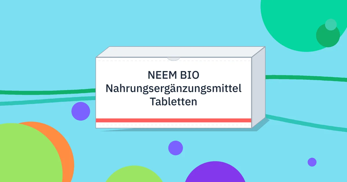 Symbolbild: Packung mit der Aufschrift NEEM BIO Nahrungsergänzungsmittel Tabletten (PZN 10308845) – Verfügbarkeit und Bezug in Apotheken in Frankfurt am Main