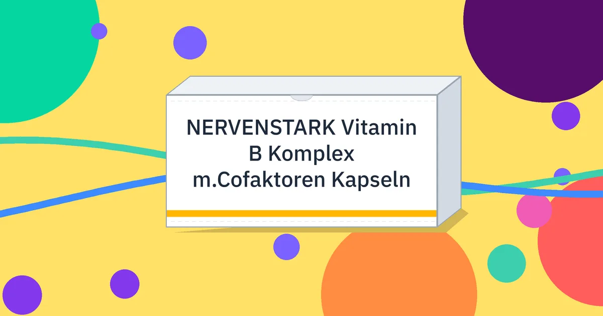 Symbolbild: Packung mit der Aufschrift NERVENSTARK Vitamin B Komplex m.Cofaktoren Kapseln (PZN 18388499) – Verfügbarkeit und Bezug in Apotheken in Frankfurt am Main