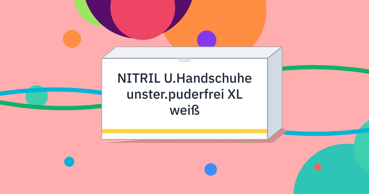 Symbolbild: Packung mit der Aufschrift NITRIL U.Handschuhe unster.puderfrei XL weiß (PZN 10761929) – Verfügbarkeit und Bezug in Apotheken in Frankfurt am Main