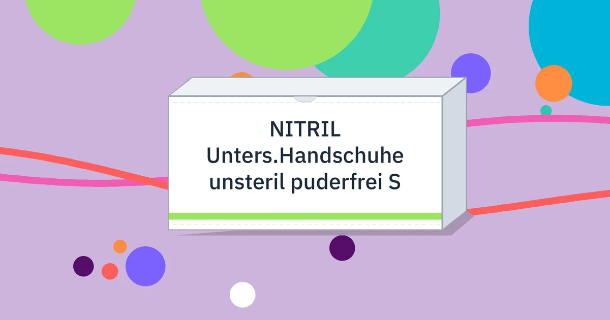 Symbolbild: Packung mit der Aufschrift NITRIL Unters.Handschuhe unsteril puderfrei S (PZN 16931628) – Verfügbarkeit und Bezug in Apotheken in Frankfurt am Main
