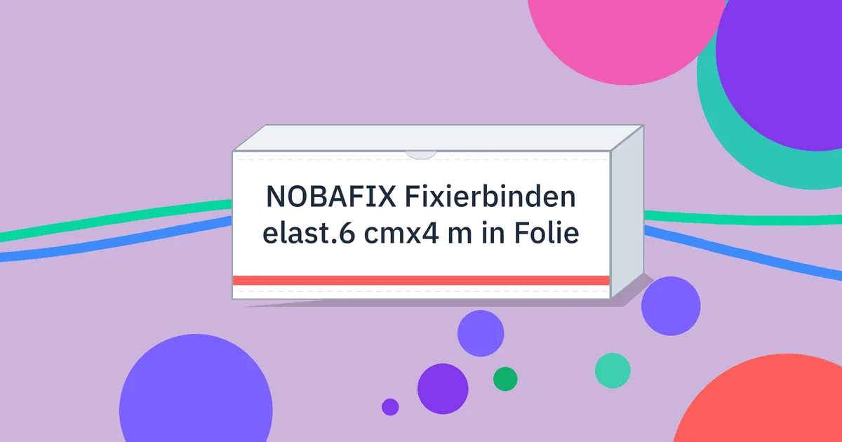 Symbolbild: Packung mit der Aufschrift NOBAFIX Fixierbinden elast.6 cmx4 m in Folie (PZN 07094754) – Verfügbarkeit und Bezug in Apotheken in Frankfurt am Main