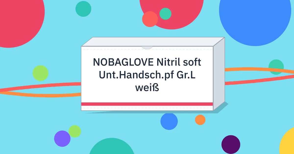 Symbolbild: Packung mit der Aufschrift NOBAGLOVE Nitril soft Unt.Handsch.pf Gr.L weiß (PZN 15624350) – Verfügbarkeit und Bezug in Apotheken in Frankfurt am Main