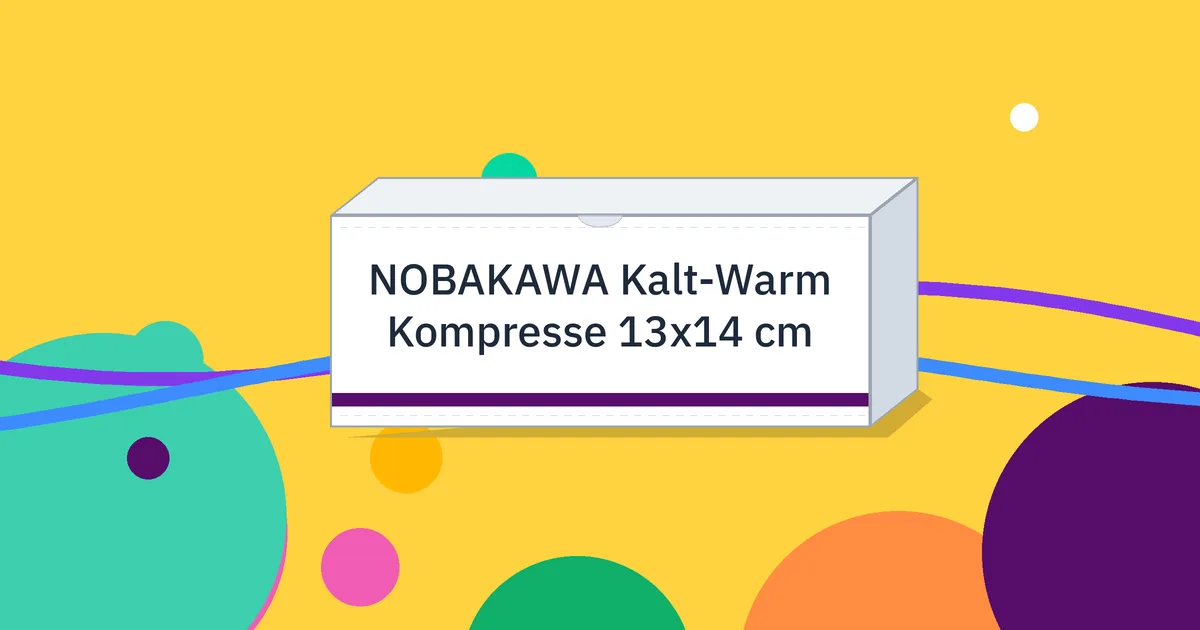 Symbolbild: Packung mit der Aufschrift NOBAKAWA Kalt-Warm Kompresse 13x14 cm (PZN 00611778) – Verfügbarkeit und Bezug in Apotheken in Frankfurt am Main