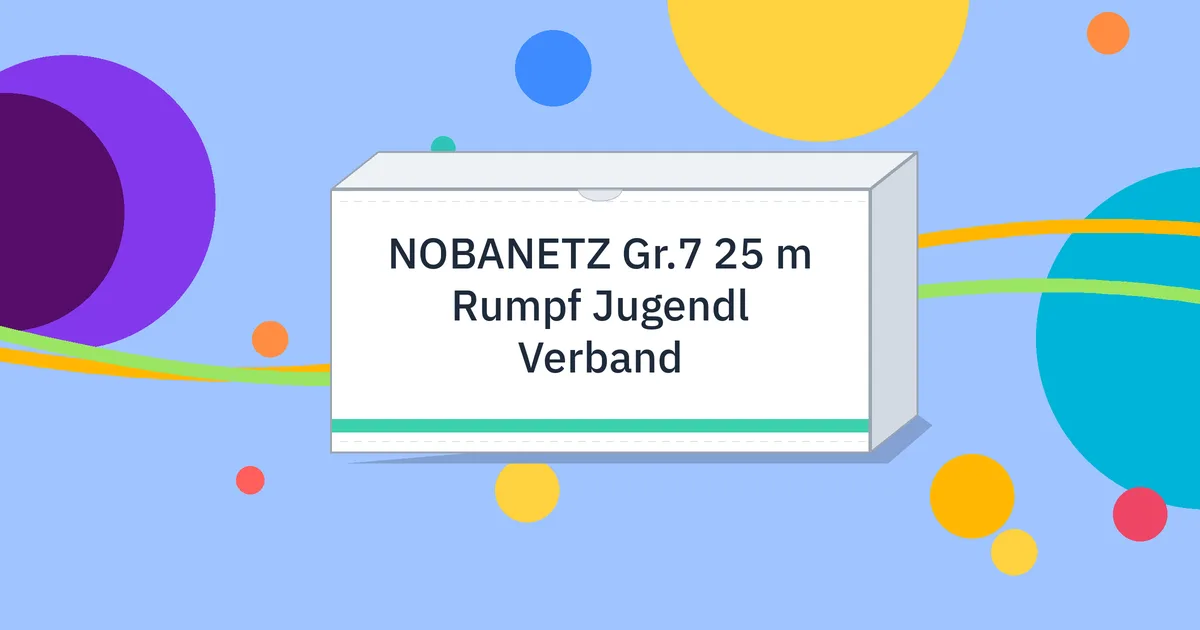 Symbolbild: Packung mit der Aufschrift NOBANETZ Gr.7 25 m Rumpf Jugendl Verband (PZN 00031704) – Verfügbarkeit und Bezug in Apotheken in Frankfurt am Main