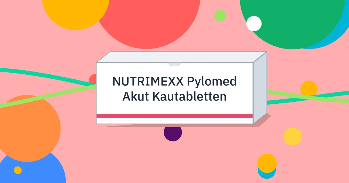 Symbolbild: Packung mit der Aufschrift NUTRIMEXX Pylomed Akut Kautabletten (PZN 16388466) – Verfügbarkeit und Bezug in Apotheken in Frankfurt am Main