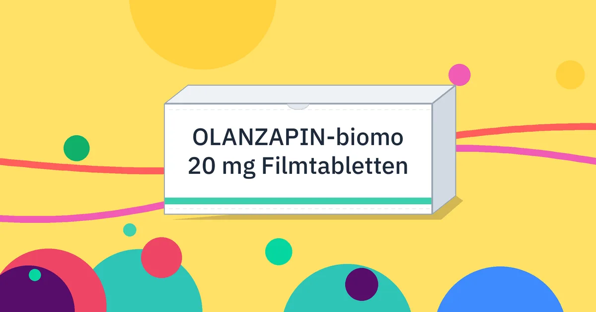 Symbolbild: Packung mit der Aufschrift OLANZAPIN-biomo 20 mg Filmtabletten (PZN 08801538) – Verfügbarkeit und Bezug in Apotheken in Frankfurt am Main