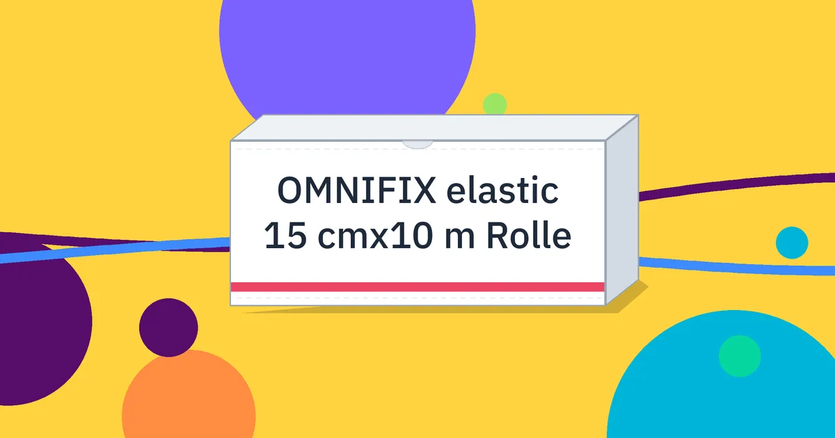 Symbolbild: Packung mit der Aufschrift OMNIFIX elastic 15 cmx10 m Rolle (PZN 17514631) – Verfügbarkeit und Bezug in Apotheken in Frankfurt am Main