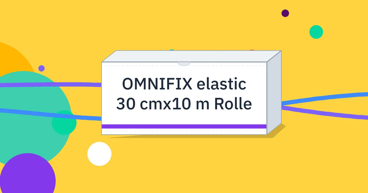 Symbolbild: Packung mit der Aufschrift OMNIFIX elastic 30 cmx10 m Rolle (PZN 01316509) – Verfügbarkeit und Bezug in Apotheken in Frankfurt am Main