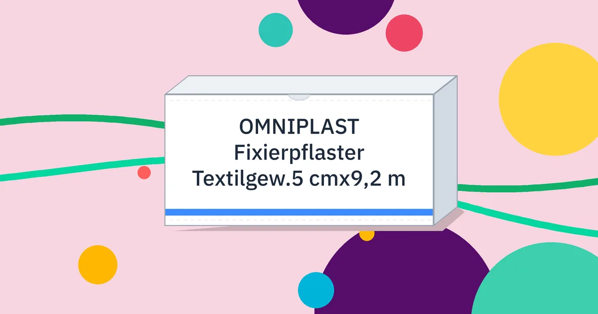 Symbolbild: Packung mit der Aufschrift OMNIPLAST Fixierpflaster Textilgew.5 cmx9,2 m (PZN 12380798) – Verfügbarkeit und Bezug in Apotheken in Frankfurt am Main