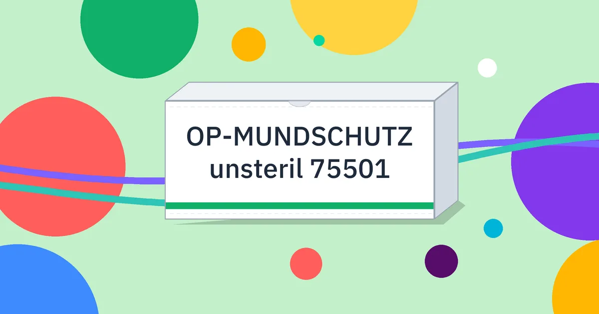 Symbolbild: Packung mit der Aufschrift OP-MUNDSCHUTZ unsteril 75501 (PZN 09314800) – Verfügbarkeit und Bezug in Apotheken in Frankfurt am Main